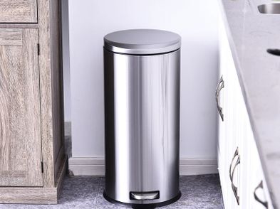 30l T430 Step On Trash Can Stainless Steel Round Garbage Bin Silent ...