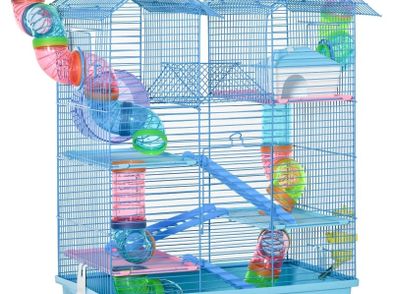 5 Tier Hamster Cage Carrier Habitat With Exercise Wheels Tunnel Tube ...