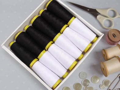 12 Pack Black And White Polyester Sewing Machine Thread Spools Set ...