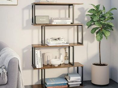 New Sale Bookcase 5 Tier S Shaped Bookshelf Storage Shelving Unit ...