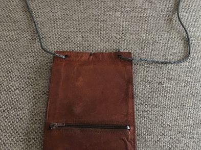 Vintage Handmade Leather Travel Neck Wallet Pouch One Zipped Pocket On ...