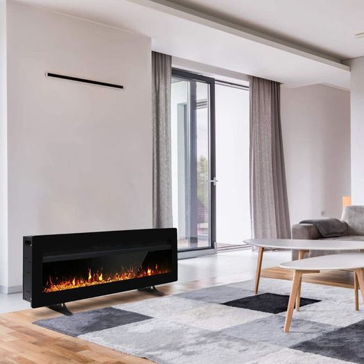Electric Fireplace Insert Wall Mounted Freestanding Heater Metal Panel ...