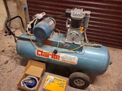 Clarke Air Compressor Devilbiss Spray Gun And Orbital Sander For Sale ...