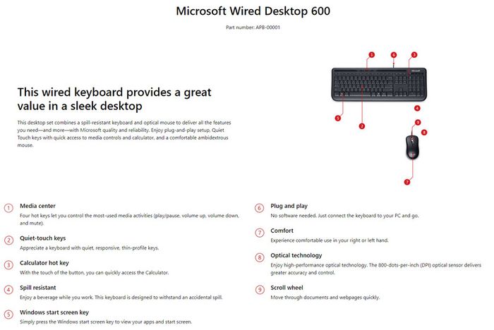Microsoft Wired Desktop 600 Set For Sale in Lucan, Dublin from qorix