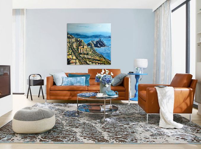 Skellig Islands Large Painting By Artist Helen Mathews For Sale in ...