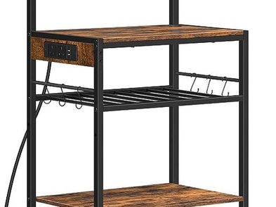 Hoobro Bakers Rack With Power Outlet Free Standing Kitchen Shelves 4 ...