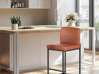 Bar Stool 1 Breakfast Bar Stools Pu Leather Kitchen Stools With Backs ...
