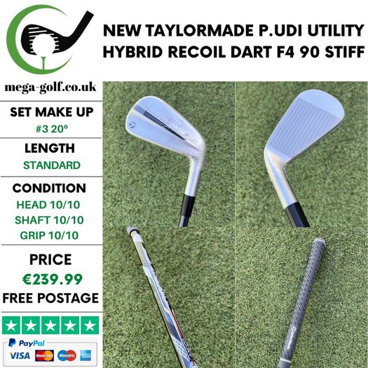 New Taylormade Pudi 3 20 Degree Utility Hybrid Recoil Dart F4 90 Stiff ...