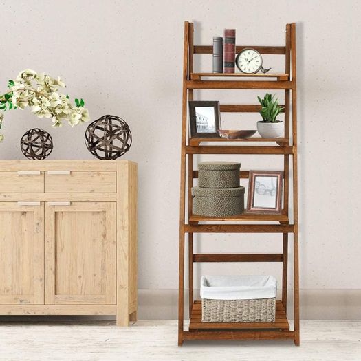 4 Tier Plant Stand Indoor Outdoor Ladder Shelf Solid Wood Plant Rack ...