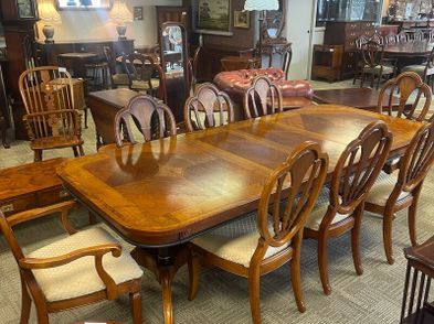 Stunning Rosewood Inlaid Extendable Dining Table With 8 Chairs For Sale ...