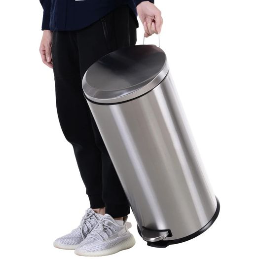 30l T430 Step On Trash Can Stainless Steel Round Garbage Bin Silent ...