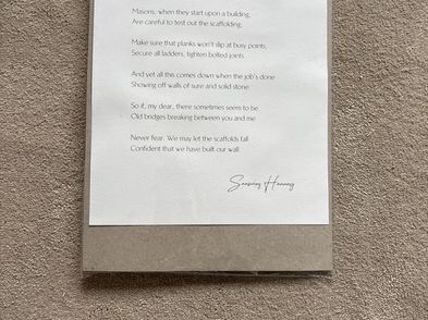 Scaffolding Poem Print By Seamus Heaney For Sale in Dublin 4, Dublin ...