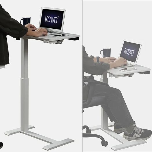 Electric Standing Desk On Wheels With Rechargeable Battery Small Laptop ...