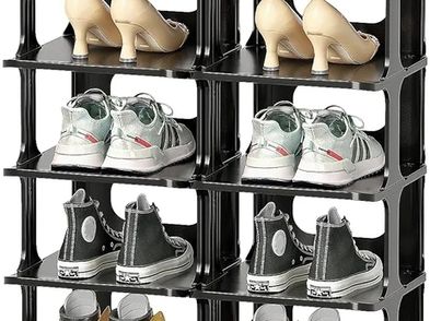 Shoe Rack For Hallway 14 Tier 485x26x858cm Black Shoe Storage For ...