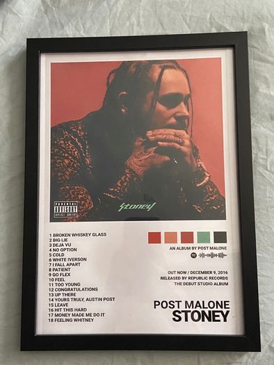 Post Malone Stoney Album Poster With Frame For Sale in Kinnegad ...