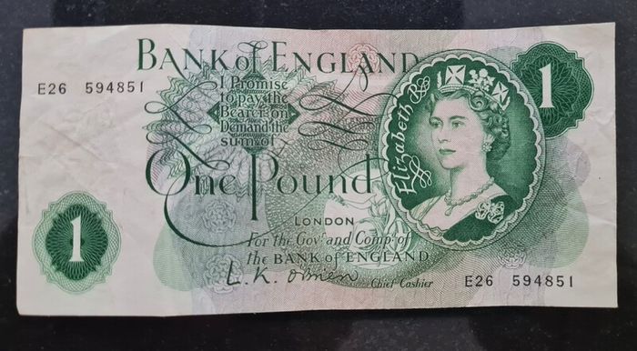 1960 Bank Of England 1 One Pound E26 Banknote For Sale in Adare ...