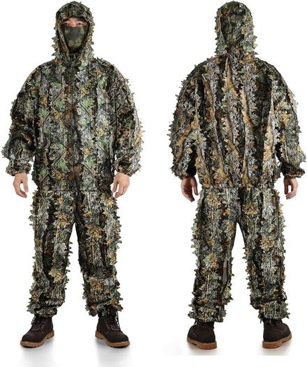5pcs Ghillie Suit 3d Leaf Camouflage Uniform Gilly Suit Mask Gloves ...