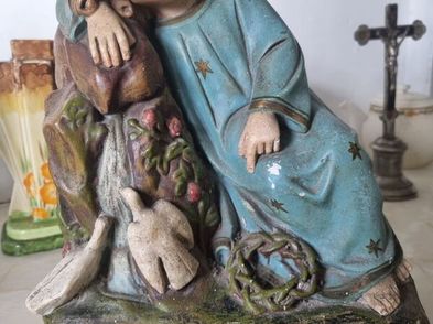 Antique Chalkware Statues Of John The Baptist Jesus Christ As Children ...