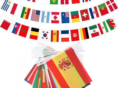 12m Fifa World Cup 2022 Bunting 20x30cm Reusable Double Sided 32 ...