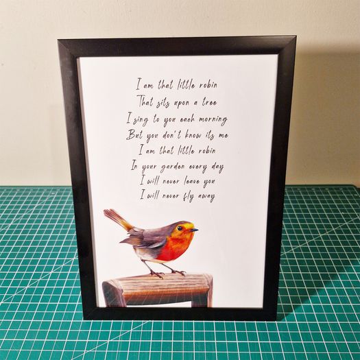 Little Robin Poem By John F Connor Framed A4 Print For Sale in Dundalk ...