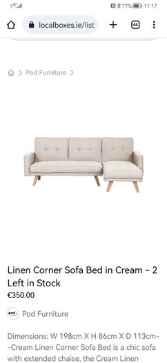Scandi L Shaped Cream Sofa Bed Couch For Sale in Clarehall, Dublin from ...