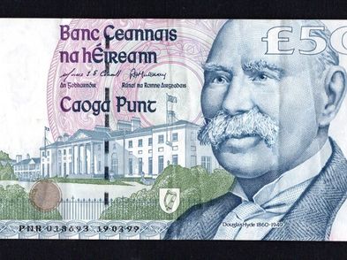 1999 Ireland Ir50 Douglas Hyde Banknote Series C Note Issued 190399 ...