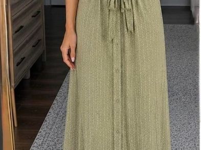 Yaya Scandinavian Style Sage Grass Green Belted Maxi Shirt Dress Eu 42 ...