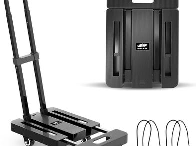 Folding Hand Truck 6 Wheels Fold Up Hand Cart With 2 Elastic Ropes ...