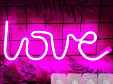 Love Pink Neon Light Pink Lamp Led Neon Sign With 4 Hooks Pink Neon ...