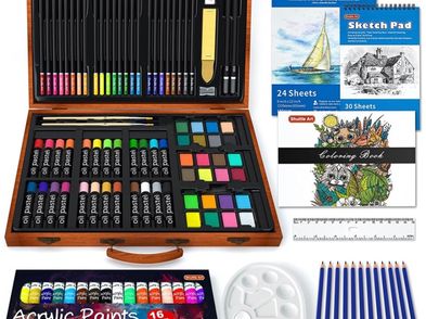 Shuttle Art 118 Piece Deluxe Art Set Art Supplies In Wooden Case ...