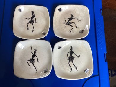 Rare Wade Ceramic Pin Tray Dish Set Of 4 African Dancer Silhouette ...