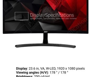 Acer 24 Curved Monitor White Works Perfect This Monitor Is White For ...