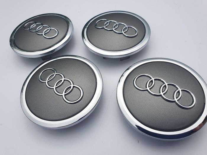 4x Audi 68mm 69mm 3d Silver Chrome Alloy Wheel Centre Caps Cap ...