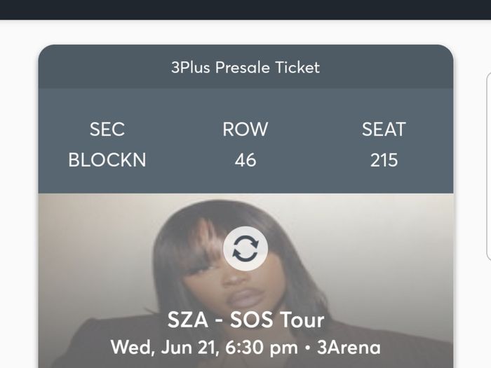 Sza Concert Ticket For Sale in Rathdrum, Wicklow from bailsbob