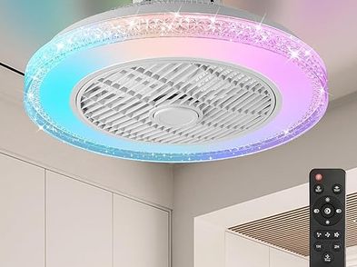 Rgb Ceiling Fans With Lights And Remote 18in 72w White Starry Sky ...