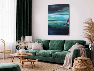 Howth Head And Poolbeg Lighthouse Dublin Xxl Painting By Irish Artist ...