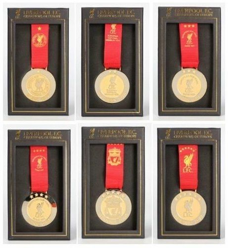 Official Liverpool Fc European Cupchampions League Complete 6 Medal Set ...