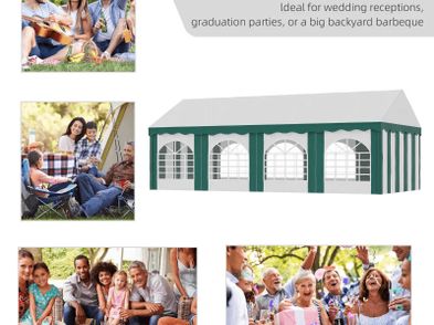 Outsunny 8 X 4m Garden Gazebo With Sides Galvanised Marquee Party Tent ...