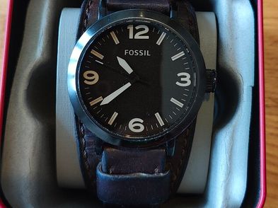 Fossil Clyde Stainless Steel And Leather Watch Dark Brown For Sale in ...