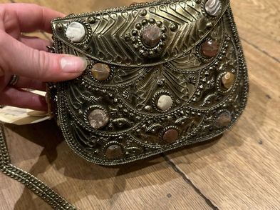Brand New Sfera Handbag Purse With Beautiful Gems Metal Decorative ...