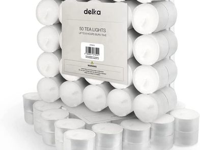 8 Hour Tea Light Candles 50 Pack Long Burning Time Unscented Tea Lights ...