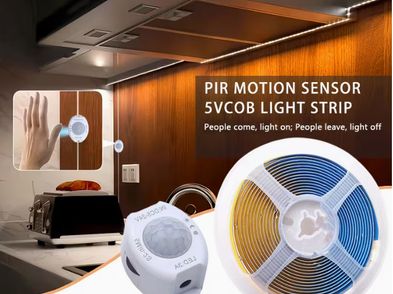 1pc 50meter Cob Induction Led Strip Light With Motion Sensor Cob Smart ...