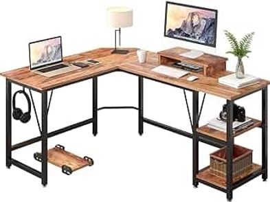L Shaped Corner Desk With 2 Layer Storagelarge Pc Laptop Table With ...