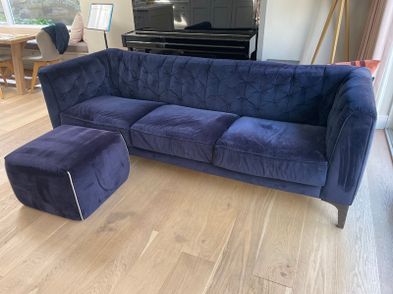 Natuzzi Editions 4 Seater Velvet Sofa And Footstool For Sale in ...