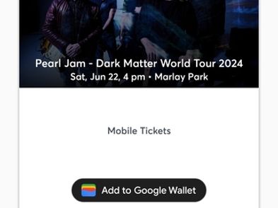 Pearl Jam Ticket For Sale in Glasnevin, Dublin from GrumpyTofu
