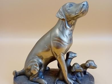 Large Vintage Brass Dog And Puppies Figurine Dog Lovers Labrador ...