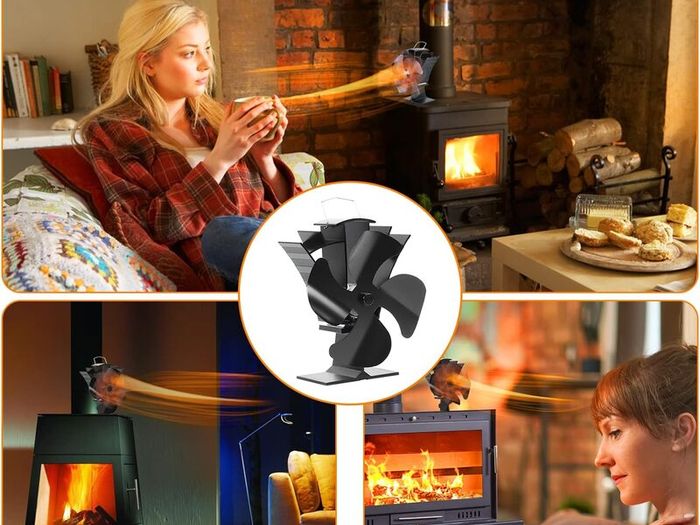 Log Burner Fan Small 4 Blades Wood Burning Stove Fan Heat Powered ...