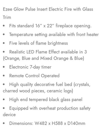 Ezee Glow Pulse Inset Electric Fire For Sale in Navan, Meath from CharUme