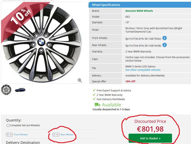2016 2020 1 X Genuine Bmw 5 Series G30 19 Rear Alloy Wheel Nationwide ...