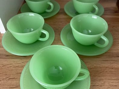 Vintage Fire King Hocking Depression Jade Glass Set For Sale in Navan ...